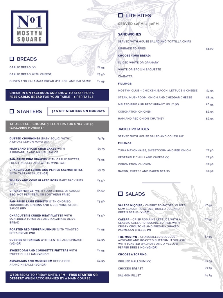 Lite Bites Menu Overview | PDF | French Fries | Salad