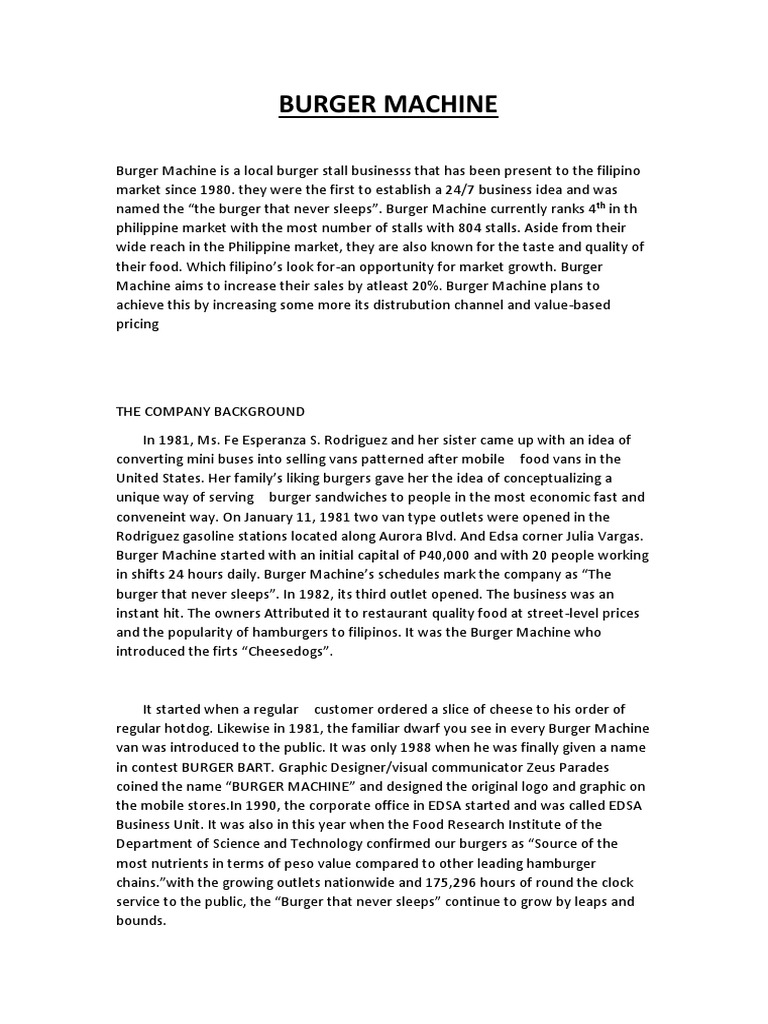 Burger Machine | PDF | Hamburgers | Fast Food Restaurants