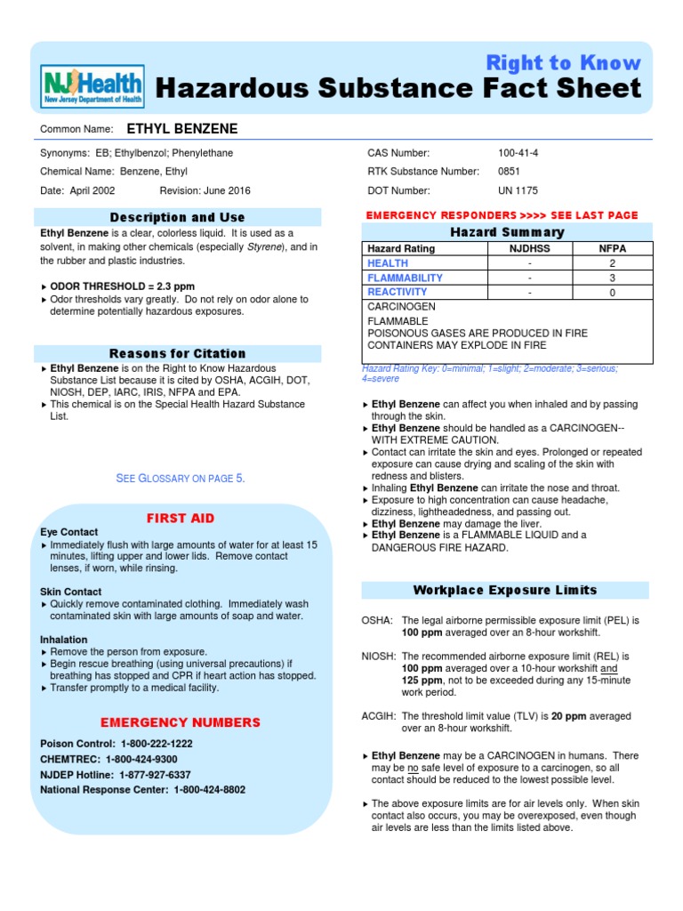 Hazardous Substance Fact Sheet: Right To Know | PDF | Personal ...