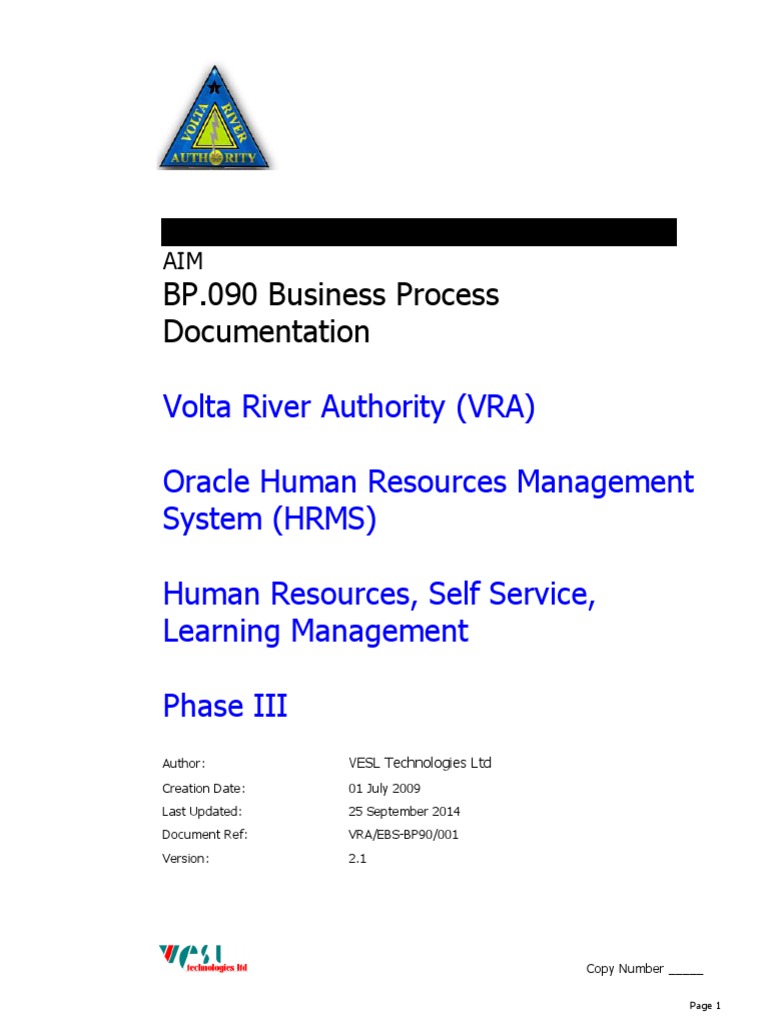 VRA Oracle HRMS Business Process Documentation | PDF | Human Resources ...
