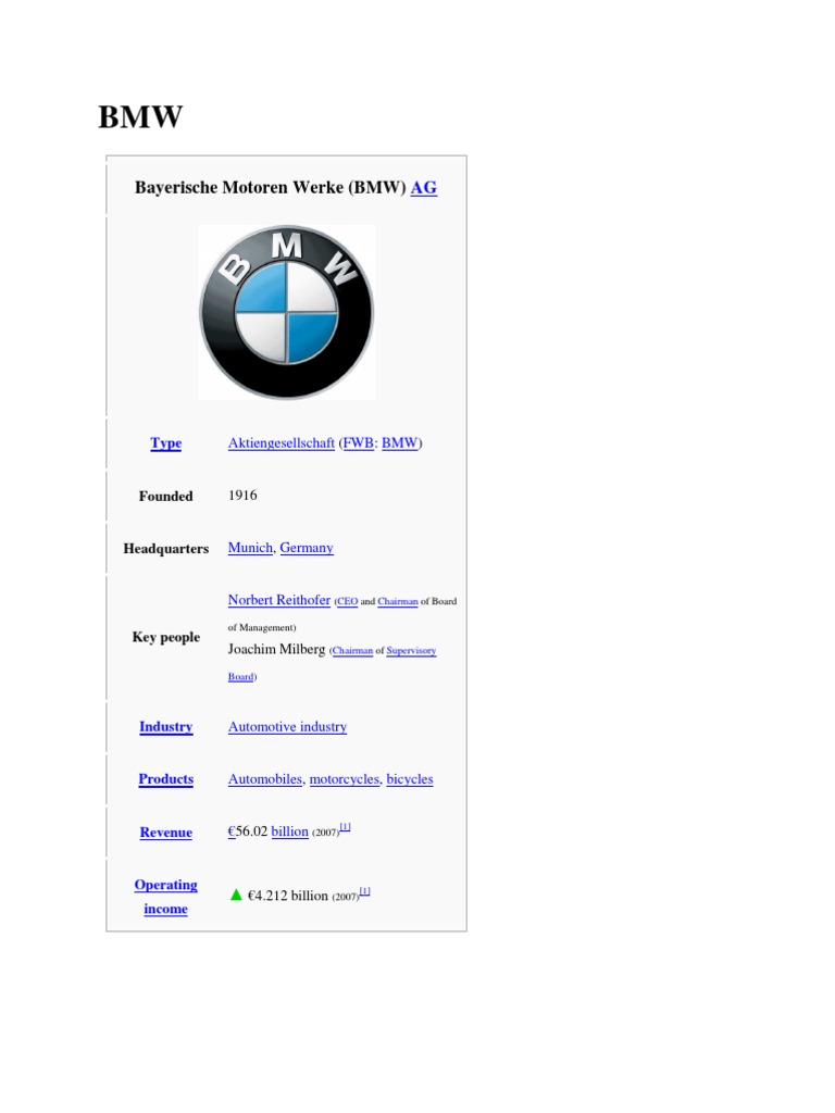 BMW | PDF | Bmw | Electric Vehicle Manufacturers