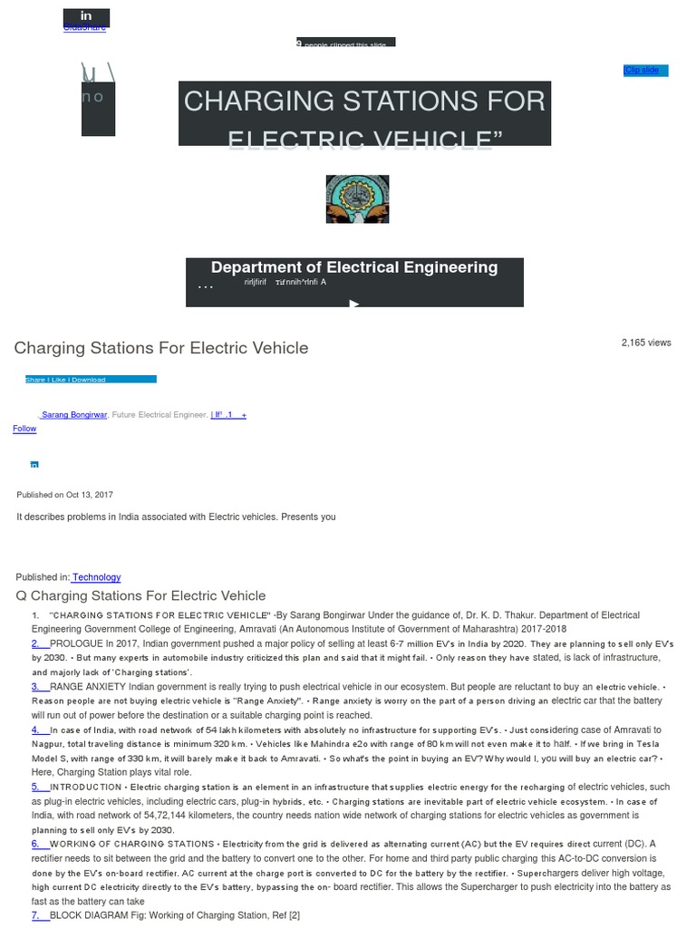 Charging Stations For Electric Vehicle | PDF | Battery Charger ...