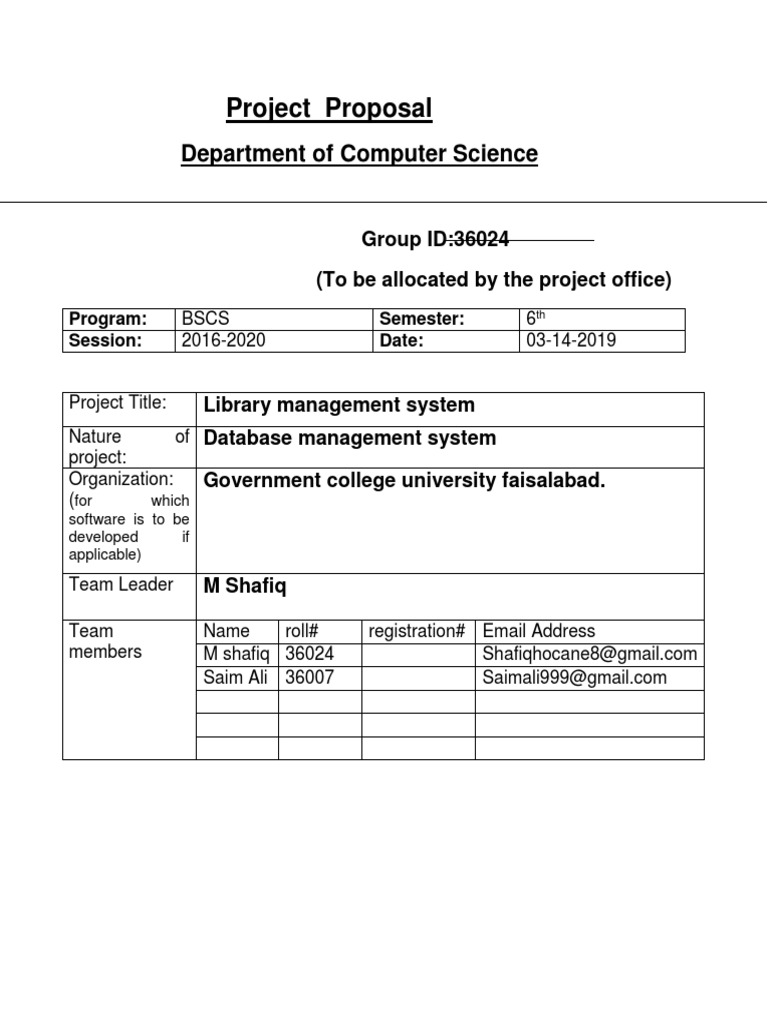 Project Proposal: Department of Computer Science | PDF | Art