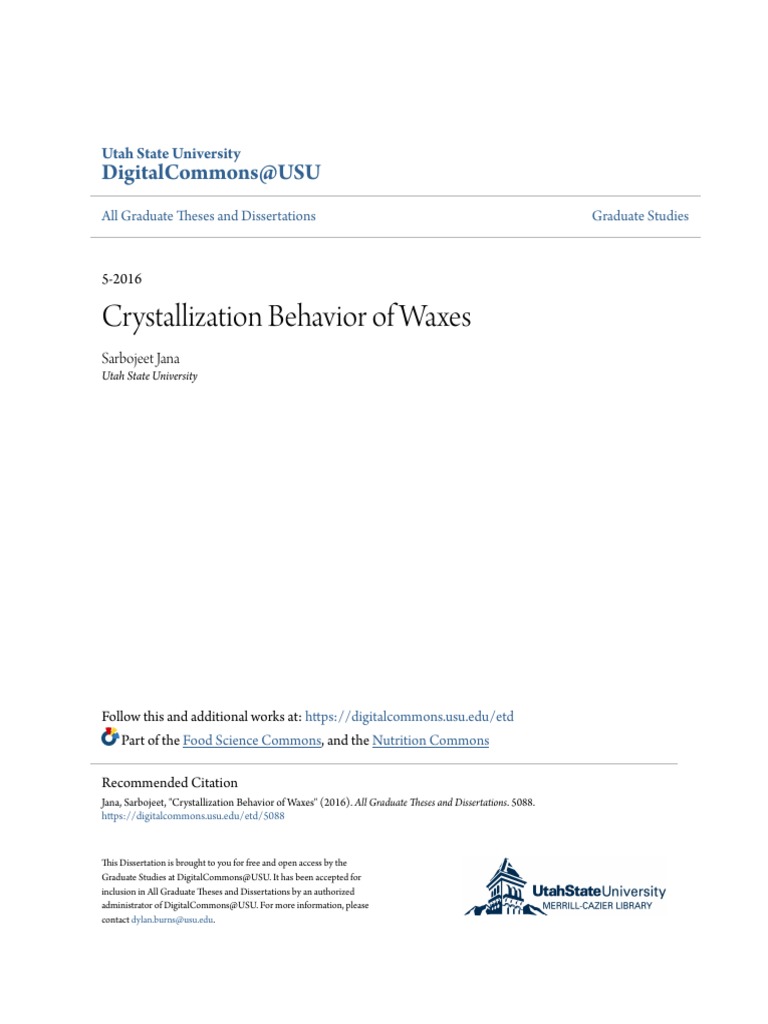 Crystallization Behavior of Waxes PDF | Download Free PDF | Phase (Matter) | Solid