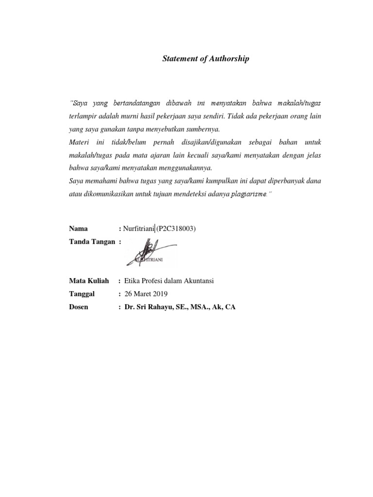 Statement of Authorship | PDF