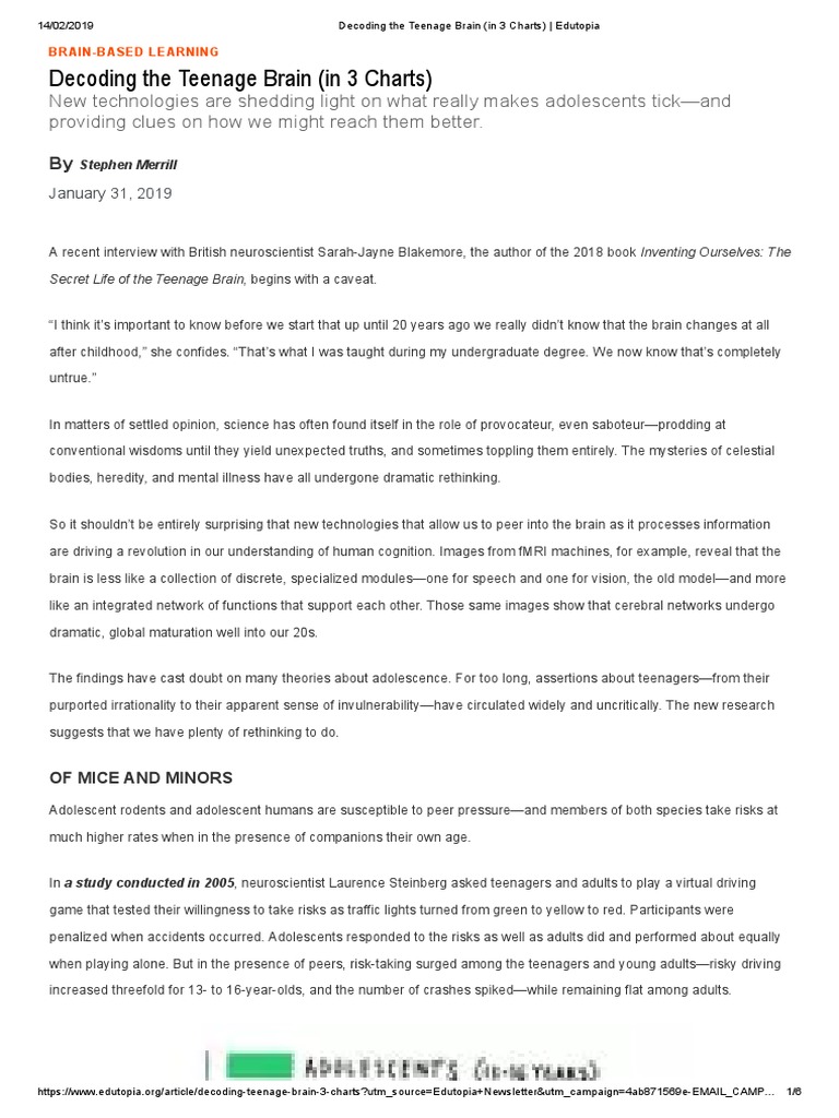 Decoding The Teenage Brain (In 3 Charts) - Edutopia PDF | PDF ...