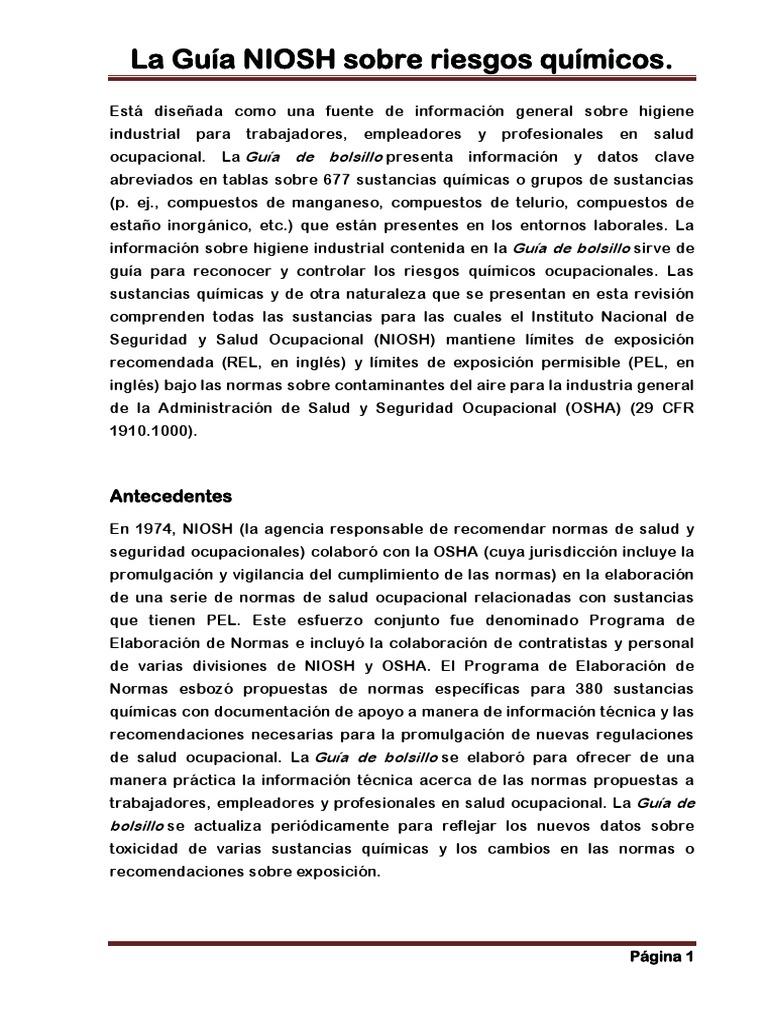 Norma NIOSH | Descargar gratis PDF | Administración de Seguridad y ...