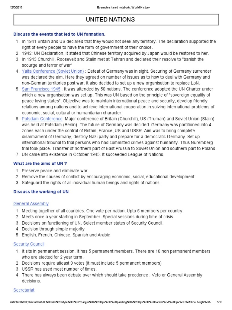 Formation of the United Nations | PDF | Israel | World Politics