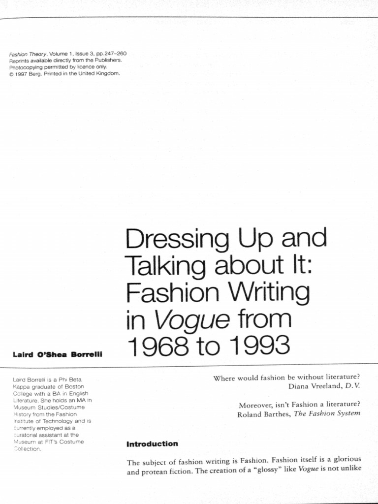 Fashion Writing - Vogue PDF | PDF | Vogue (Magazine) | Anna Wintour