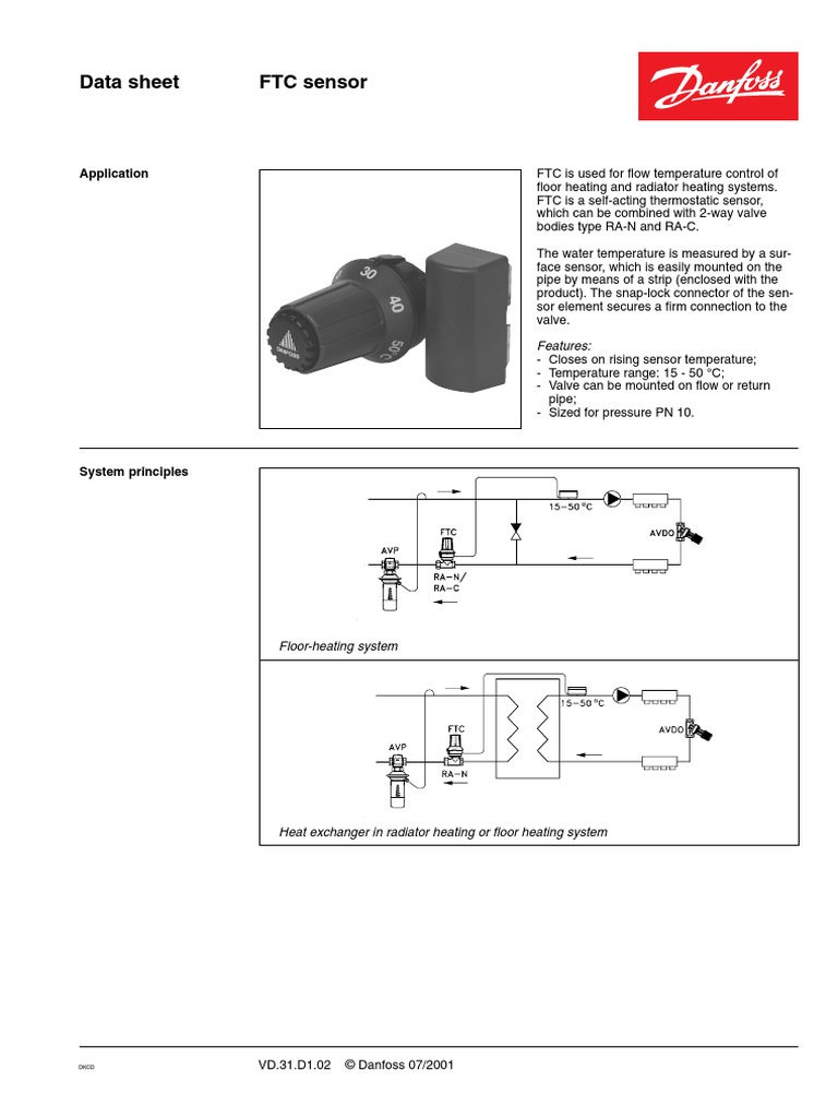 Data Sheet FTC Sensor: Application | PDF | Valve | Temperature