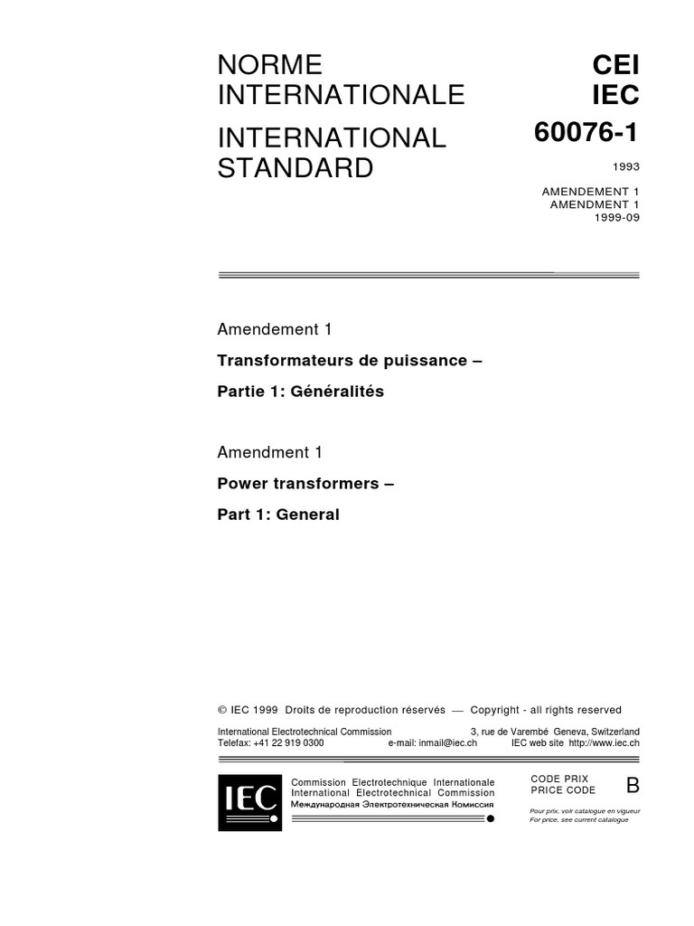 IEC 60076-1 2000 Power Transformers - Amendment PDF | PDF | Commission ...