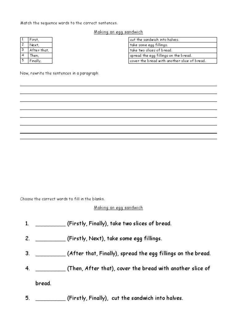 Sandwich Worksheet | PDF