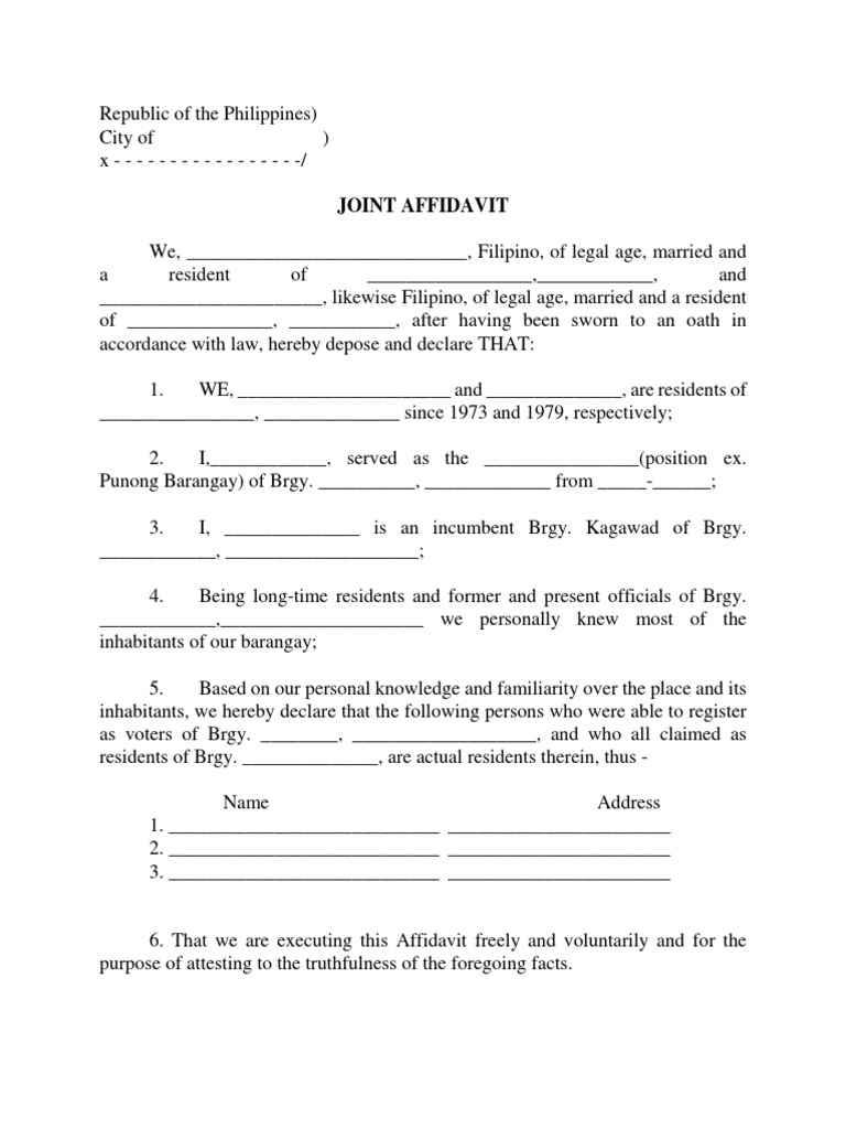 Joint Affidavit | PDF | Affidavit | Document