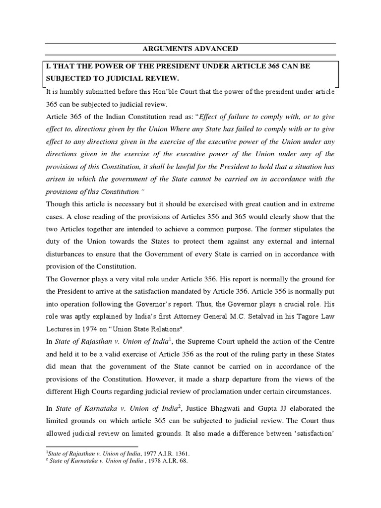 Arguments Advanced | PDF | Supreme Court Of India | Supreme Courts