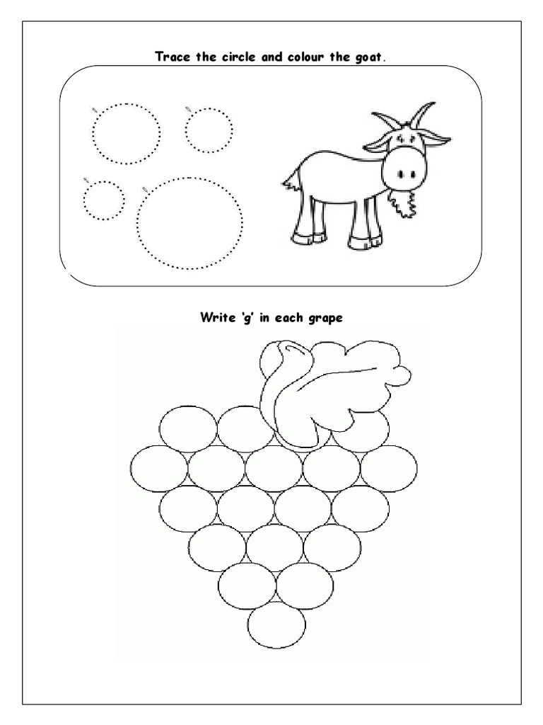 Trace The Circle and Colour The Goat | PDF