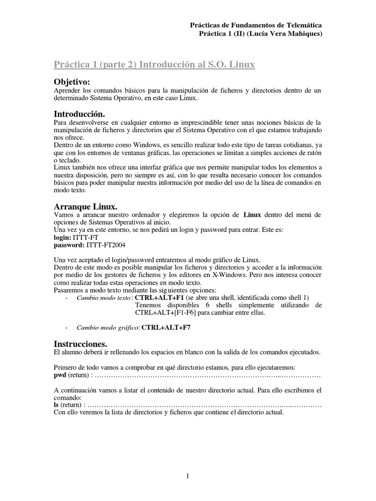 Practica de Linux Comandos | PDF | Archivo de computadora | Sistema ...