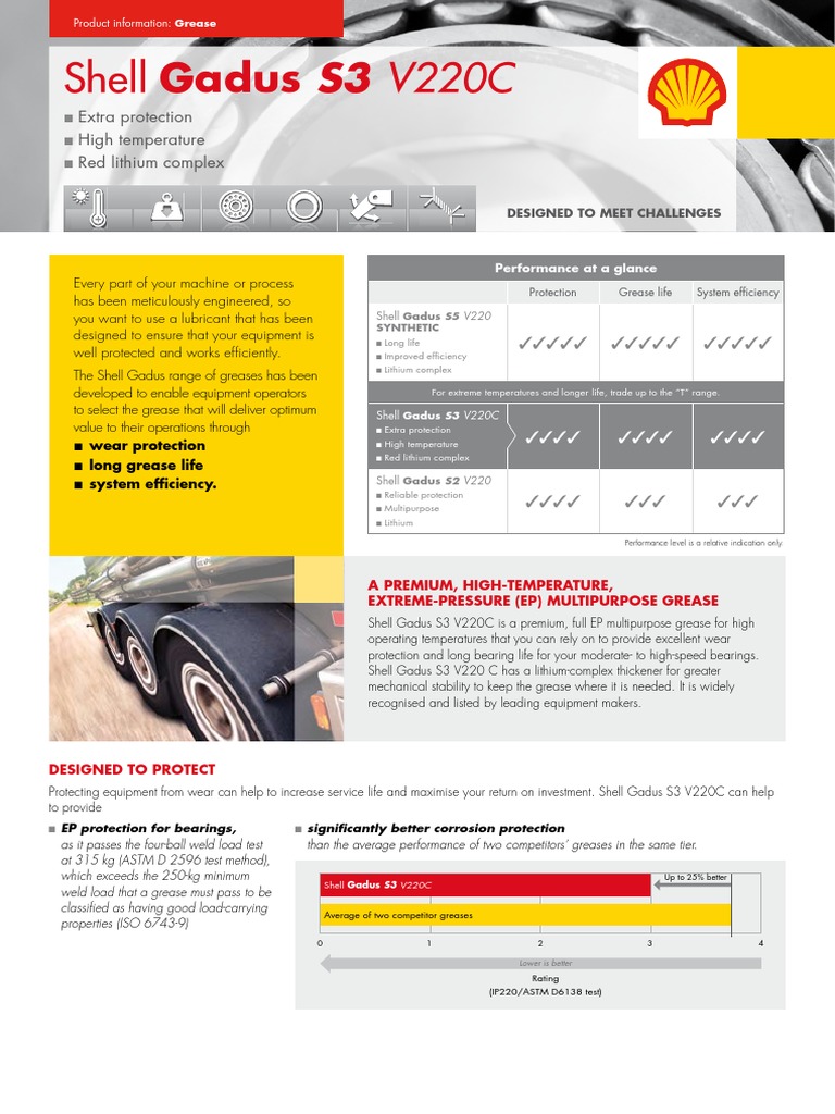 Shell Gadus S3 V220 C Leaflet | PDF | Bearing (Mechanical ...