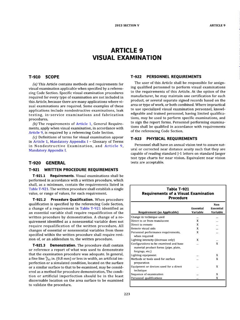 Ensaio Visual ASME V PDF | PDF