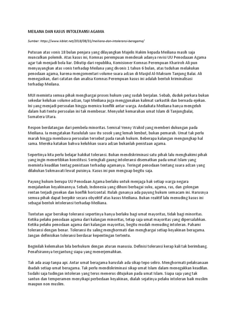 Kasus Intoleransi Agama | PDF