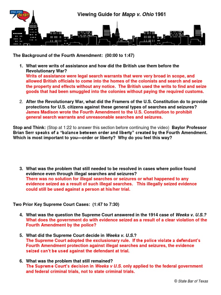 Mapp Vs Ohio | PDF | Fourth Amendment To The United States Constitution ...