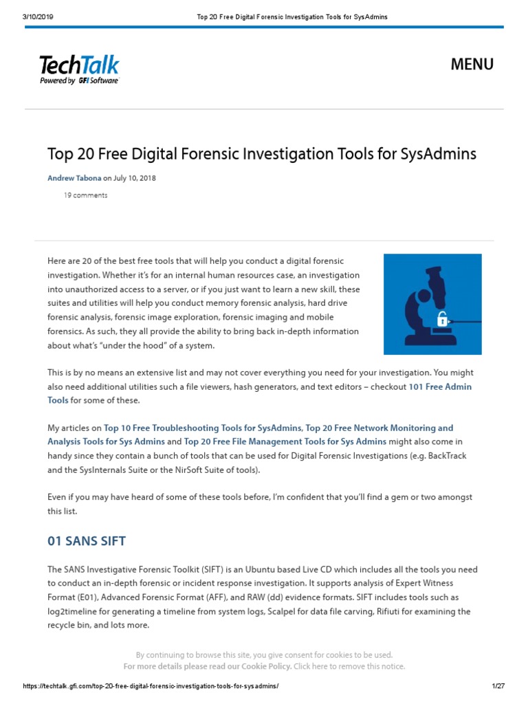 Top 20 Free Digital Forensic Investigation Tools For SysAdmins | PDF ...