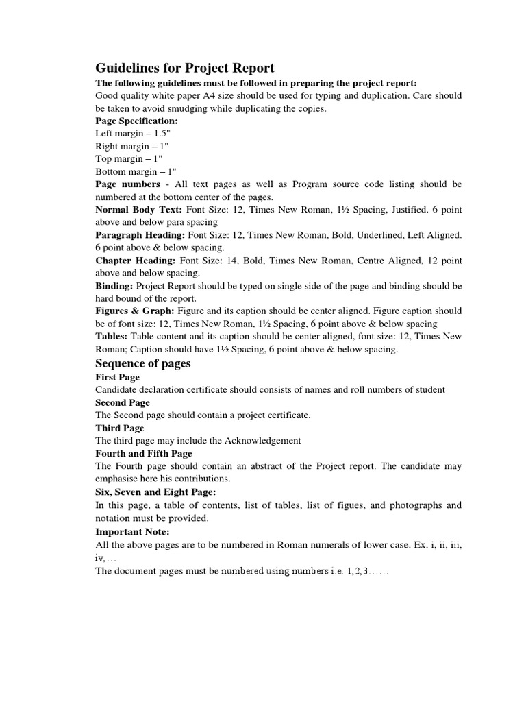 Project Report Guidelines and Format | PDF | Times New Roman | Typefaces