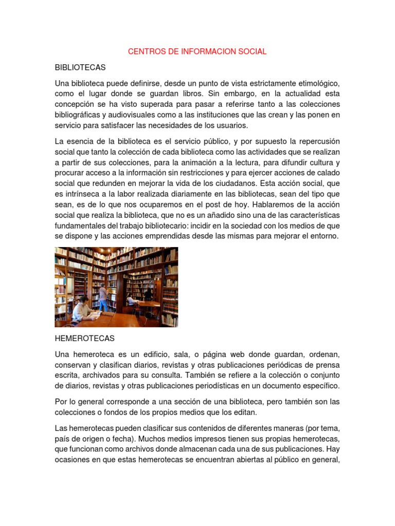 Centros de Informacion Social | PDF | Museo | Biblioteca y museo