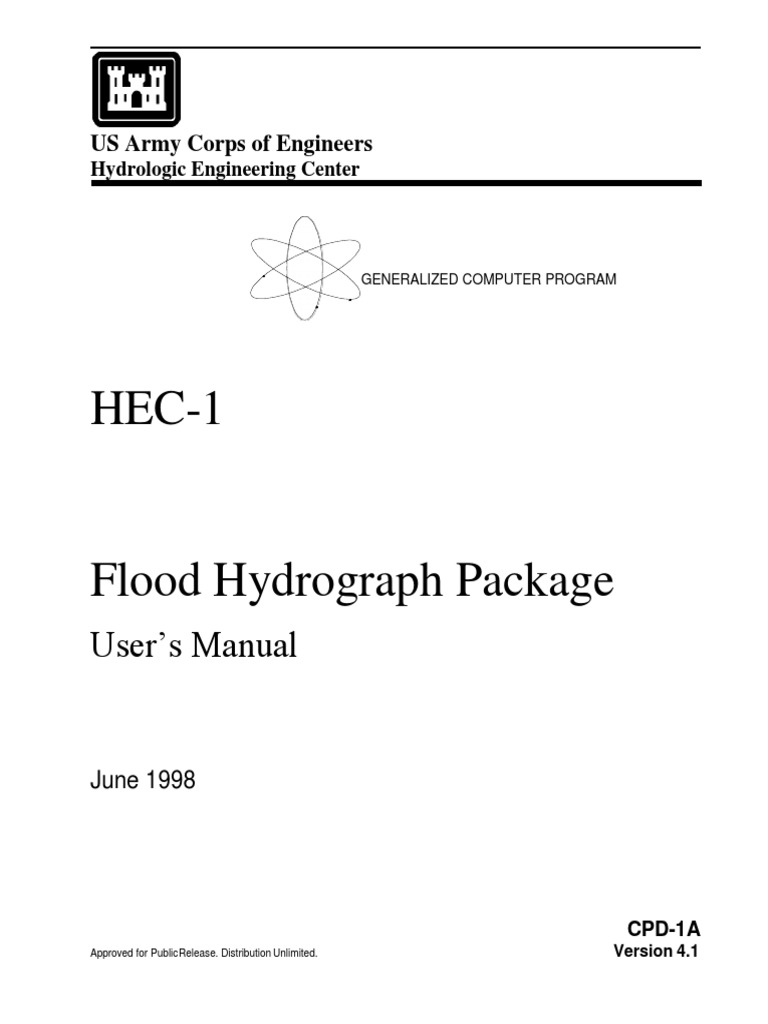 US Army Corps of Engineers HEC-1 Flood Hydrograph Package User's Manual ...
