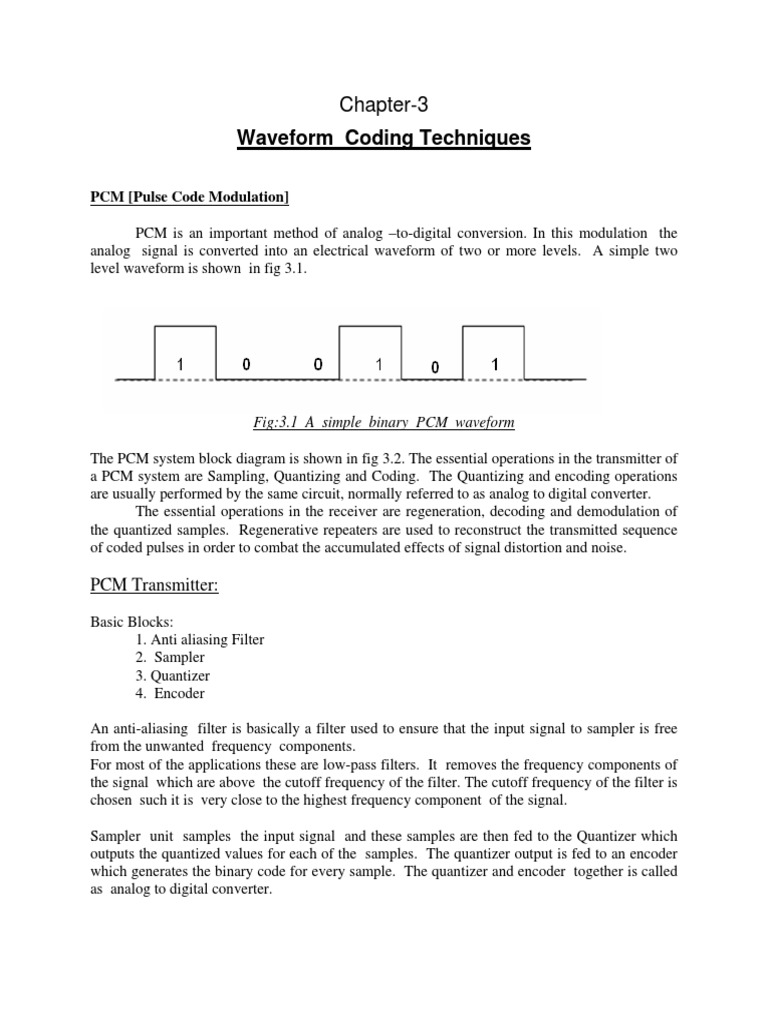 Chapter 3 Waveform Coding Techniques PDF | PDF | Signal To Noise Ratio | Sampling (Signal ...