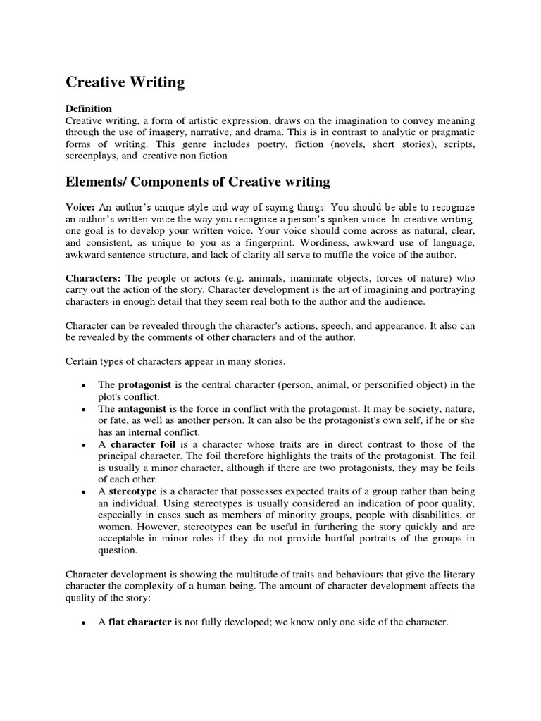 Elements/ Components of Creative Writing | Download Free PDF ...