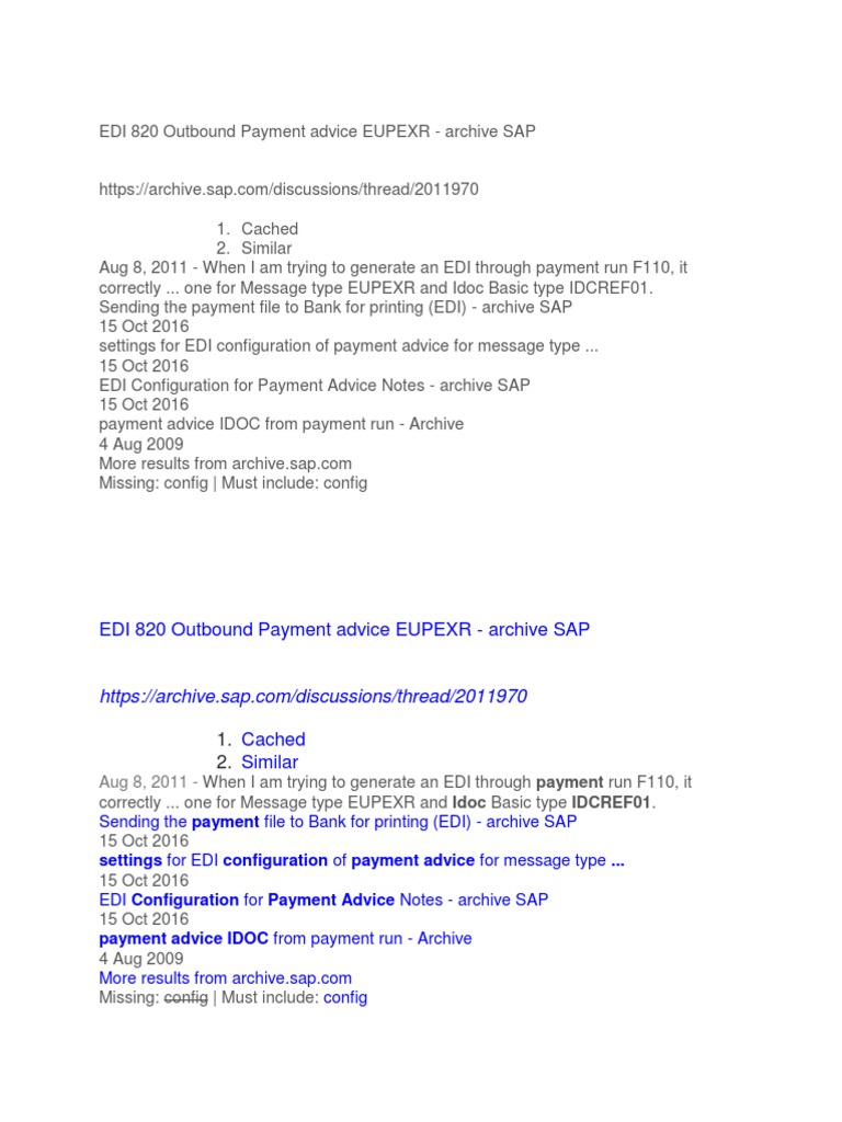 EDI 820 Outbound Payment Advice EUPEXR - Archive SAP | Download Free ...