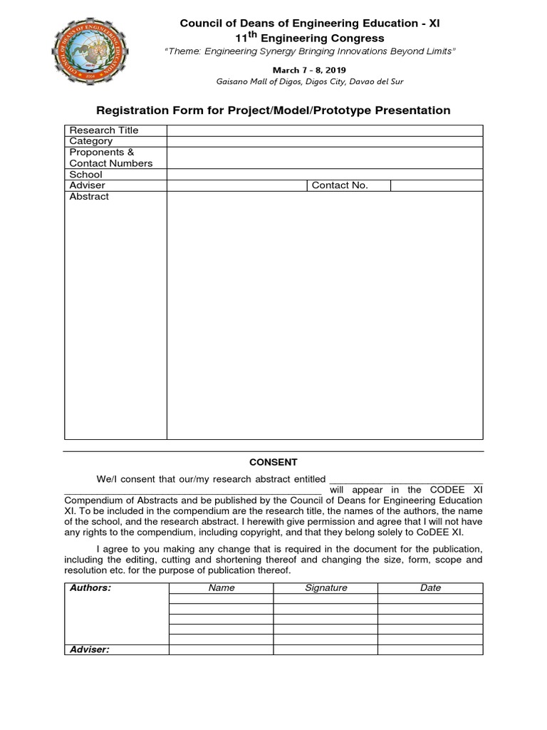 Registration Form A - Project - Model - Prototype | PDF
