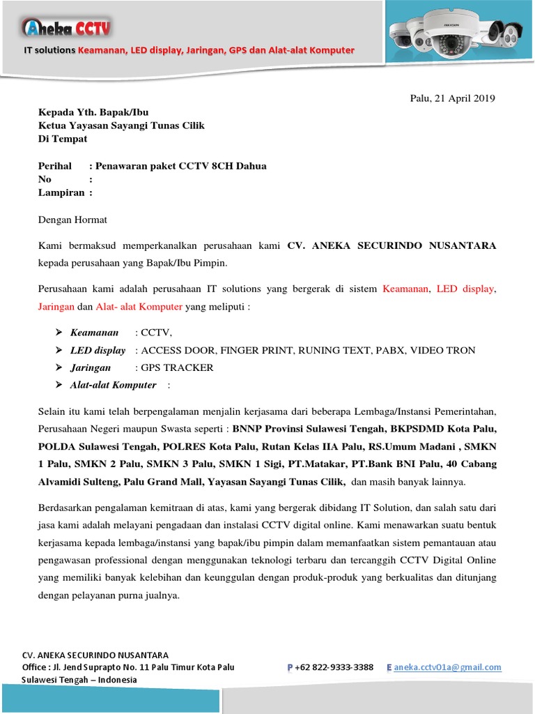 Surat Penawaran Aneka CCTV | PDF