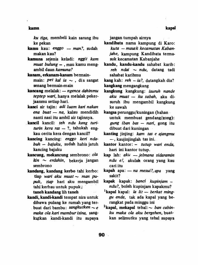Kamus Bahasa Karo-Indonesia (2001) (101-200) PDF | PDF