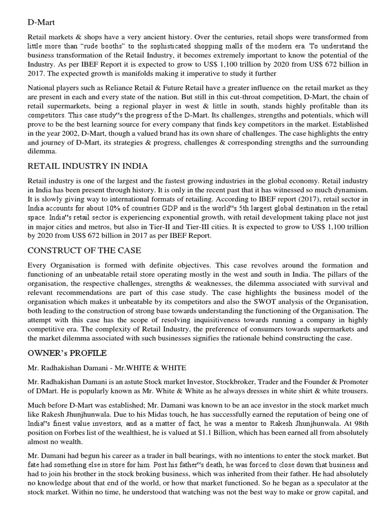 Dmart | PDF | Retail | E Commerce