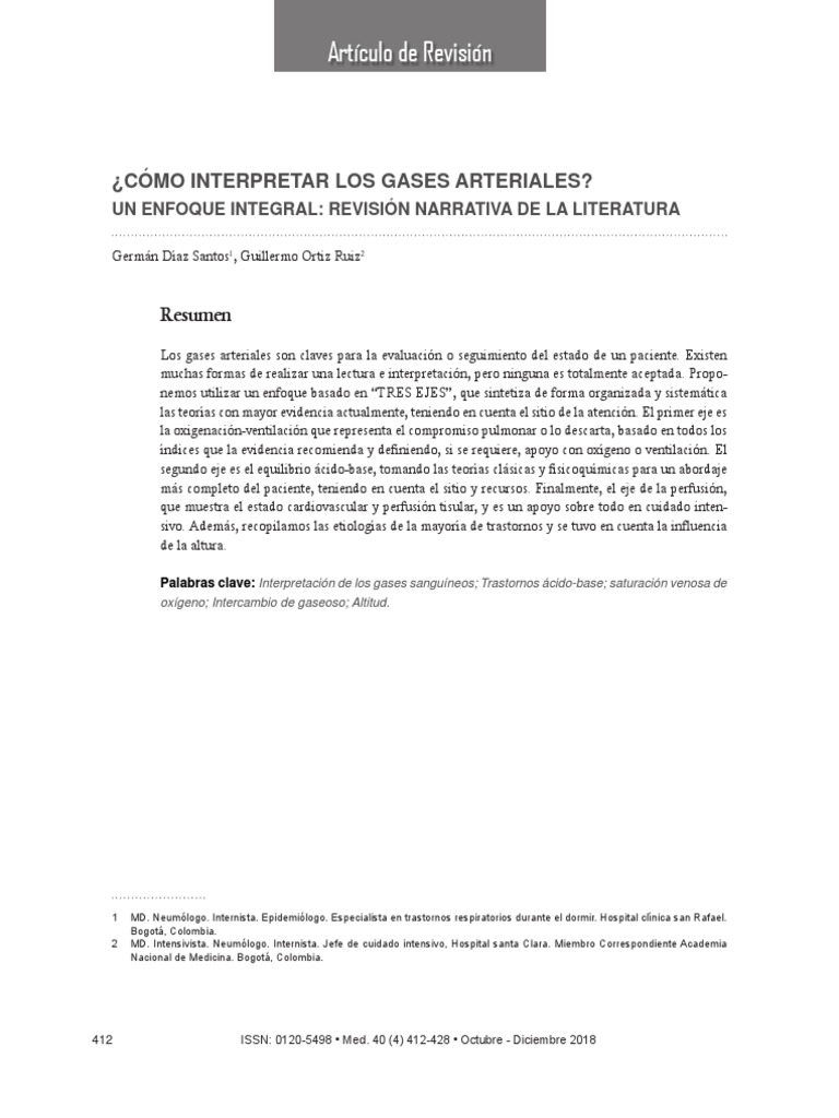 Como Interpretar Los Gases Arteriales | PDF | Hipoxia (médica) | Oxígeno