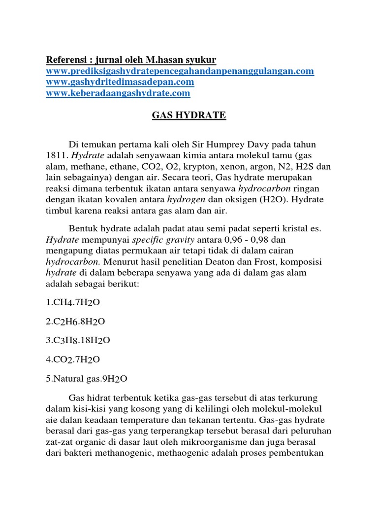 Pembentukan dan Pencegahan Gas Hydrat | PDF | Griya & Taman | Teknologi ...