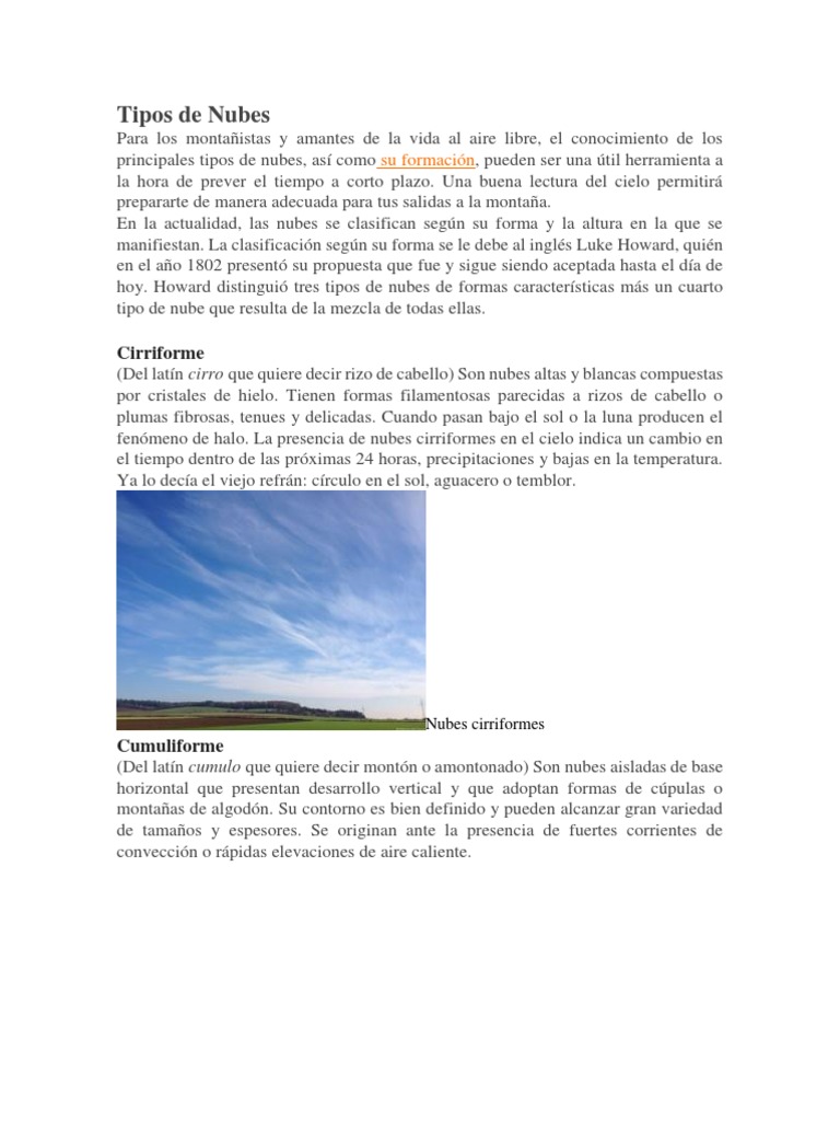 Clasificación de Nubes y sus Tipos | PDF | Nube | Geografía Física