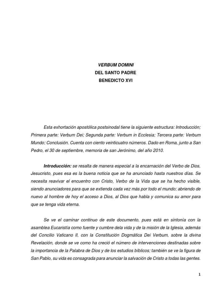 Verbum Domini | PDF | Biblia | eucaristía