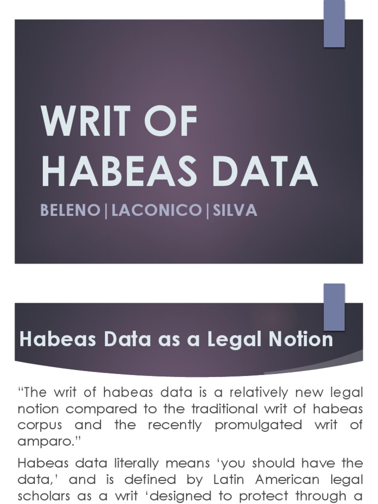 Understanding the Writ of Habeas Data | PDF | Habeas Corpus | Writ