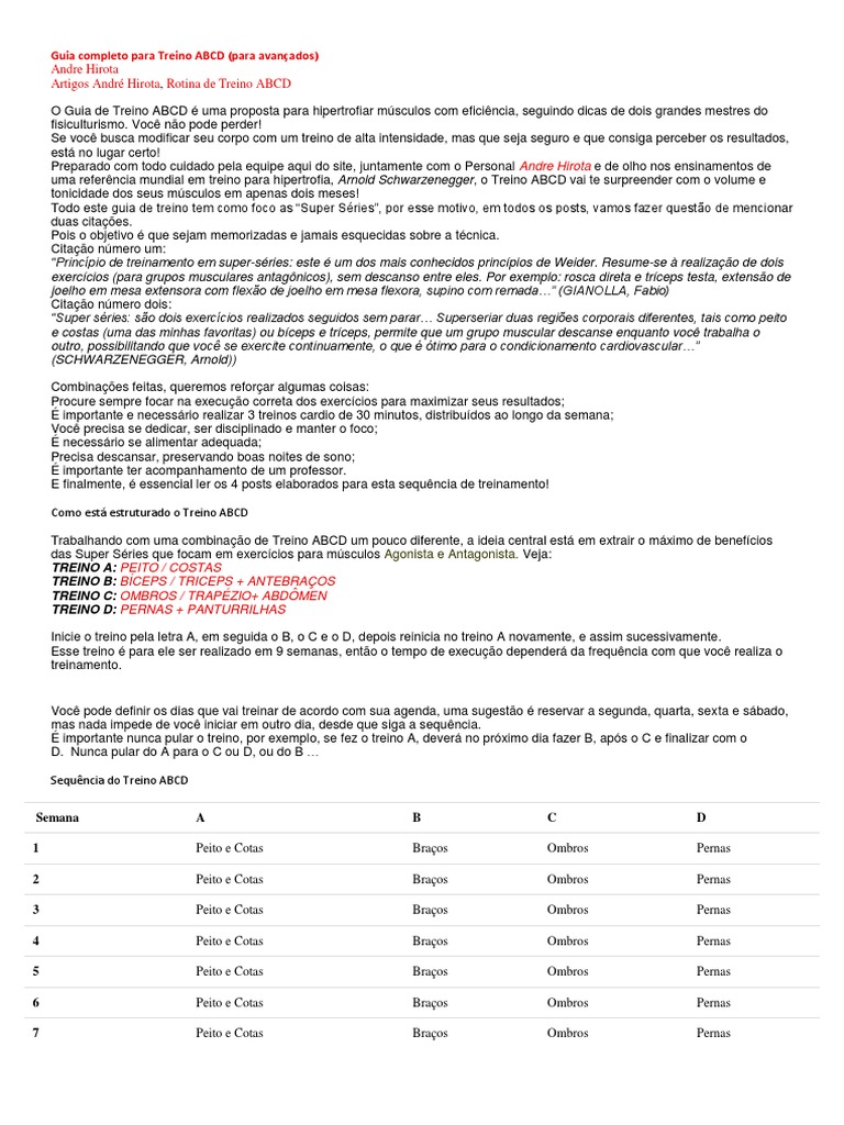 Guia Completo Para Treino Abcd Pdf Pdf Músculo Arnold Schwarzenegger