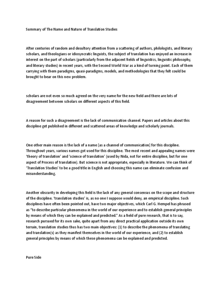 Summary of Nature of Translations | PDF | Translations | Theory