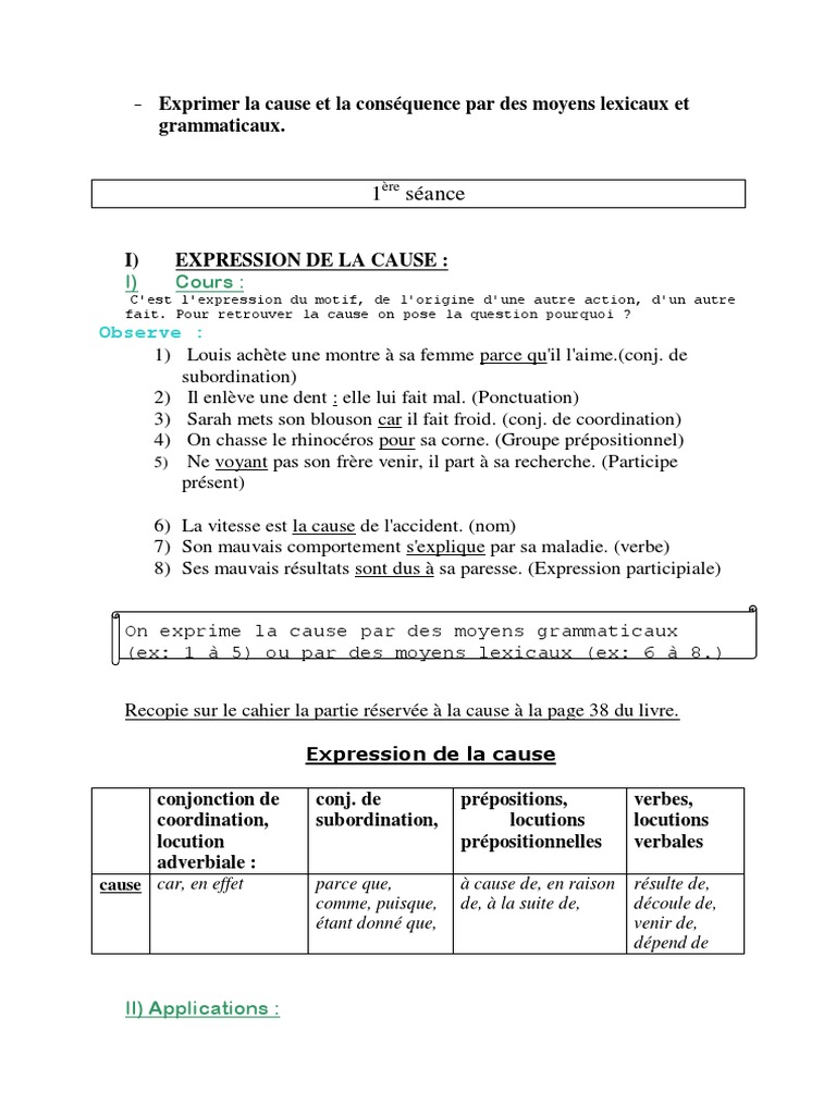 Cause PDF | PDF | Adposition | Verbe