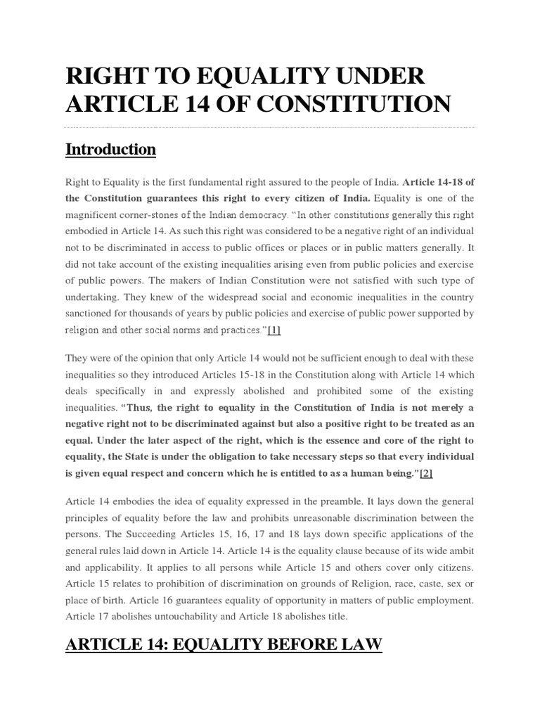 Art 14 | PDF | Equal Protection Clause | United States Constitution