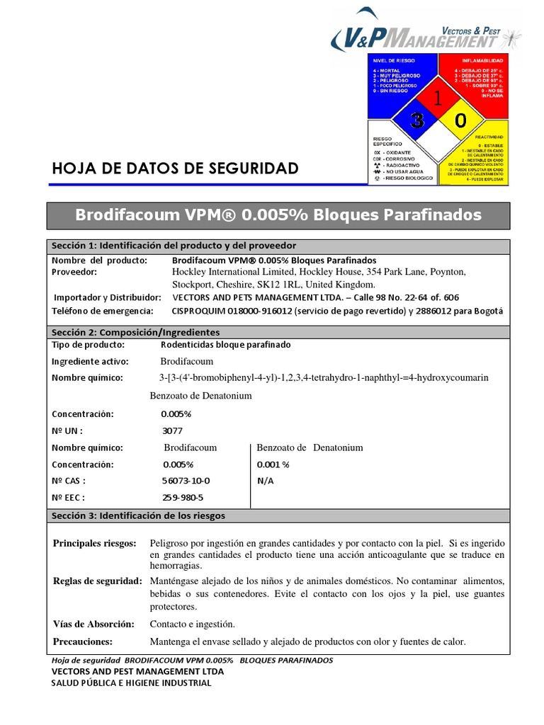 Hoja de Seguridad | PDF | Agua | Seguridad y salud ocupacional