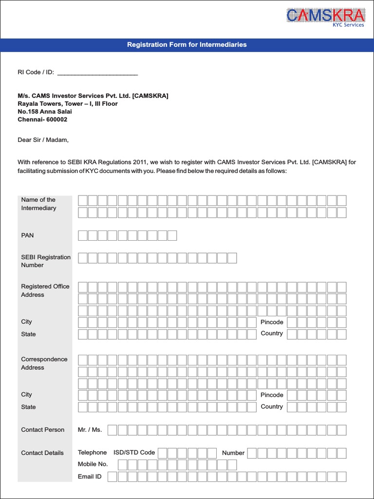 KYC Registration Form for Intermediaries | PDF | Government ...