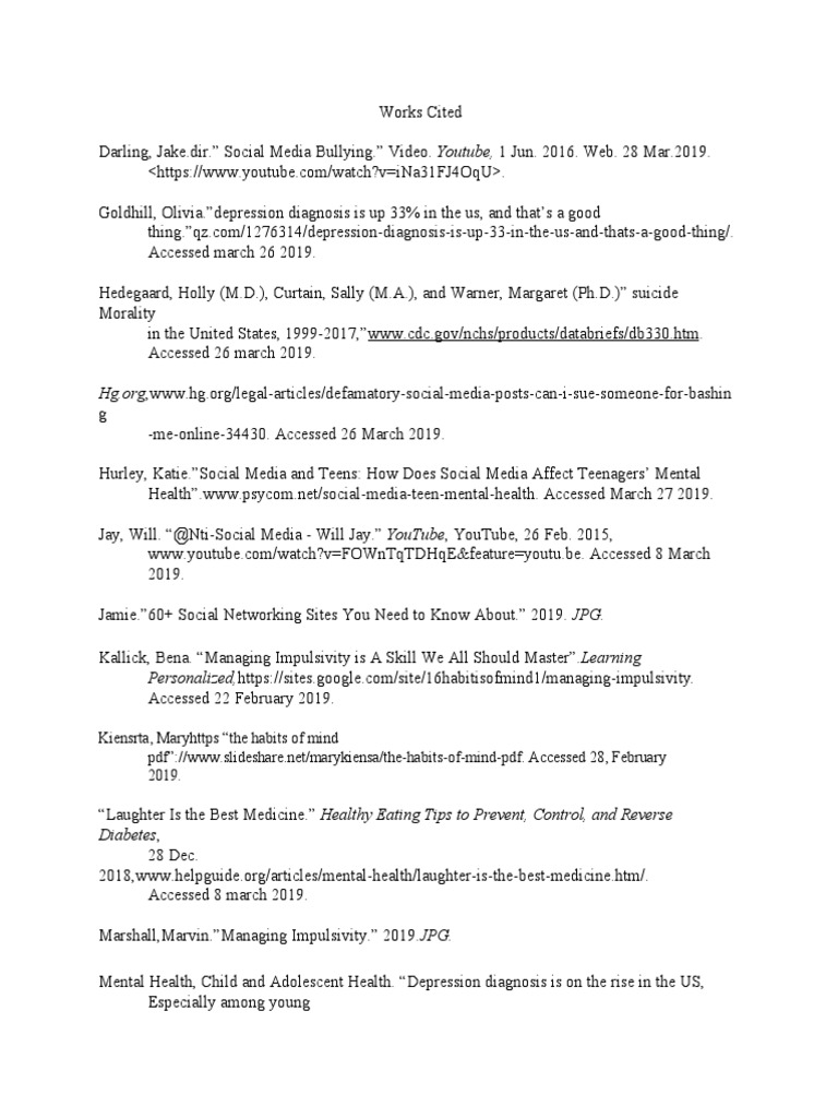 Works Cited | PDF | Adolescence | Behavioural Sciences