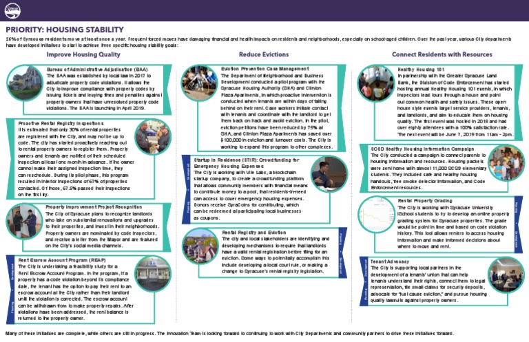 11 Housing Stability Initiatives in Syracuse | PDF | Eviction | Landlord