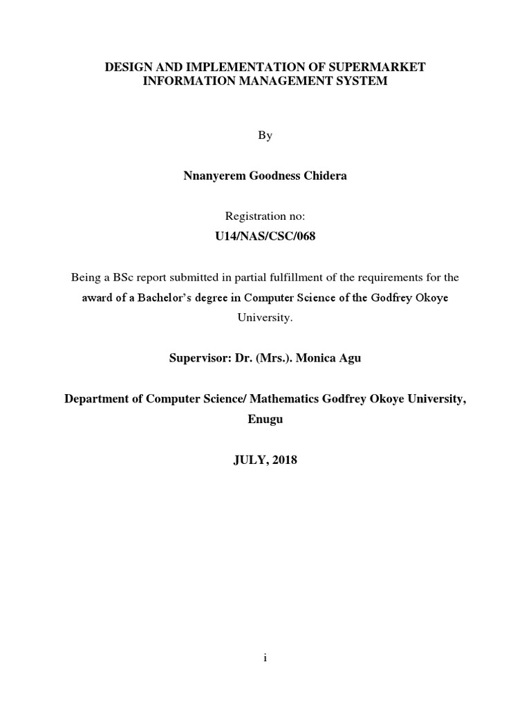 Design and Implementation of Supermarket Information Management System ...