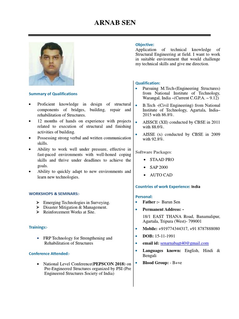 Arnab Sen: Objective | PDF | Civil Engineering | Structural Engineering